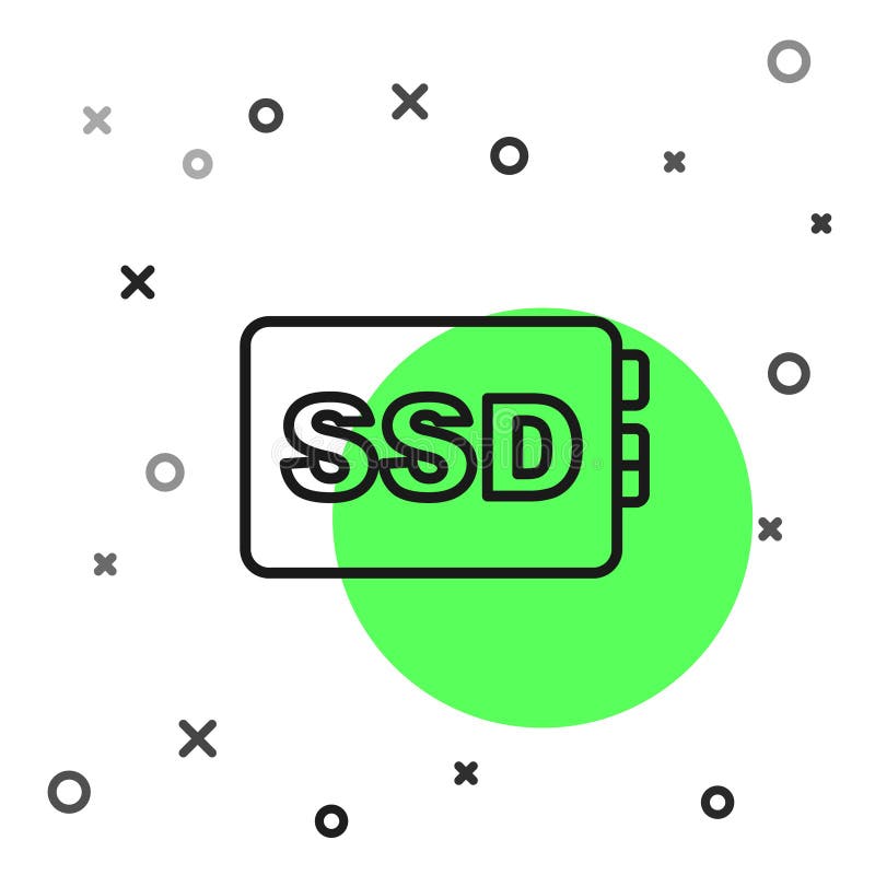 Black Line SSD Card Icon Isolated on White Background. Solid State ...