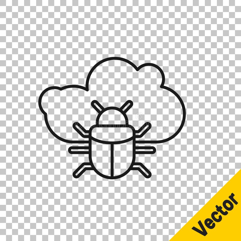 Black Line System Bug on a Cloud Icon Isolated on Transparent ...
