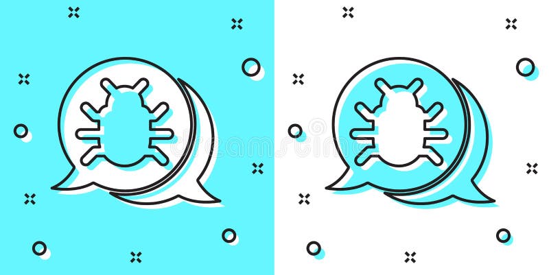 Black Line System Bug Concept Icon Isolated On Green And White Background Code Bug Concept Bug