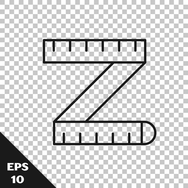 Black Tape Measure Icon Isolated on Transparent Background. Measuring ...