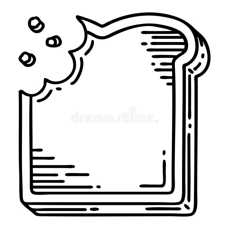 Black Line Tattoo of a Bitten Slice of Bread Stock Vector ...