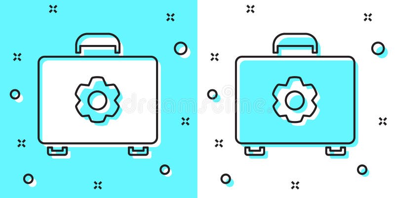 Black Line Toolbox Icon Isolated on Green and White Background. Tool ...