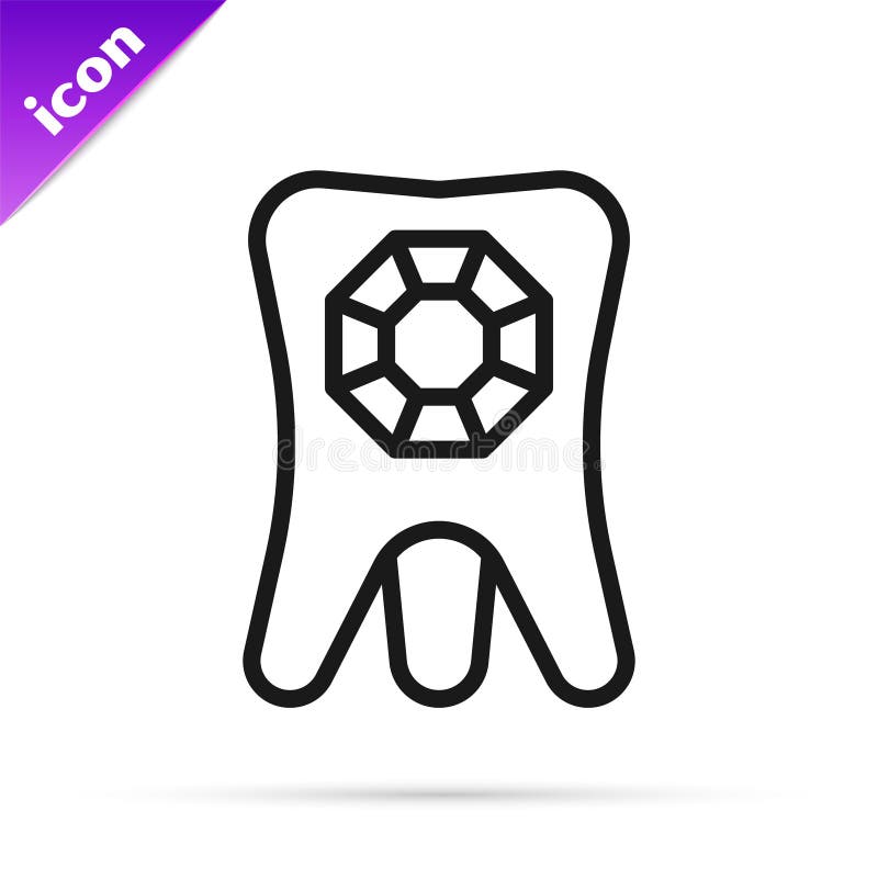 Tooth with Diamond Icon in Flat Style Isolated on White Background ...