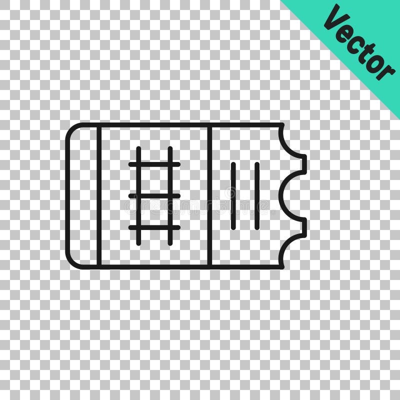 Black Line Train Ticket Icon Isolated on Transparent Background. Travel ...
