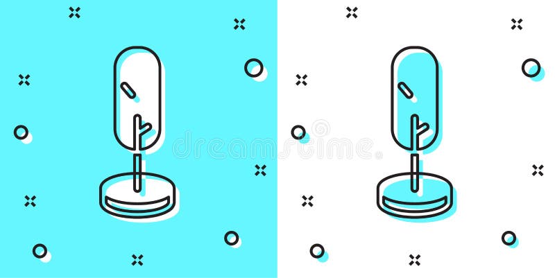 Black Line Tree Icon Isolated on Green and White Background. Forest ...