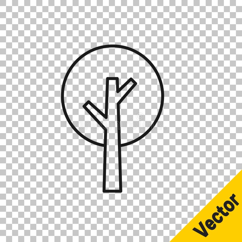 Black Line Tree Icon Isolated on Transparent Background. Forest Symbol ...
