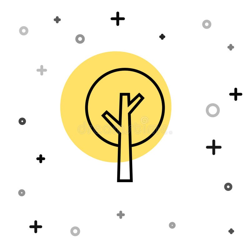 Black Line Tree Icon Isolated on White Background. Forest Symbol ...