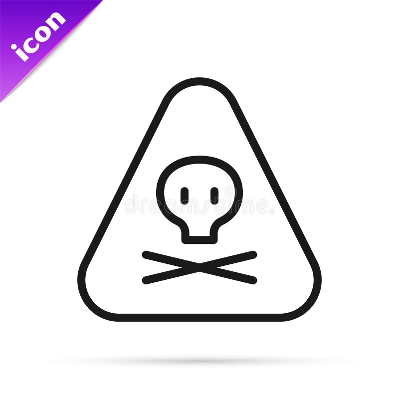 Black Line Triangle Warning Toxic Icon Isolated on White Background ...