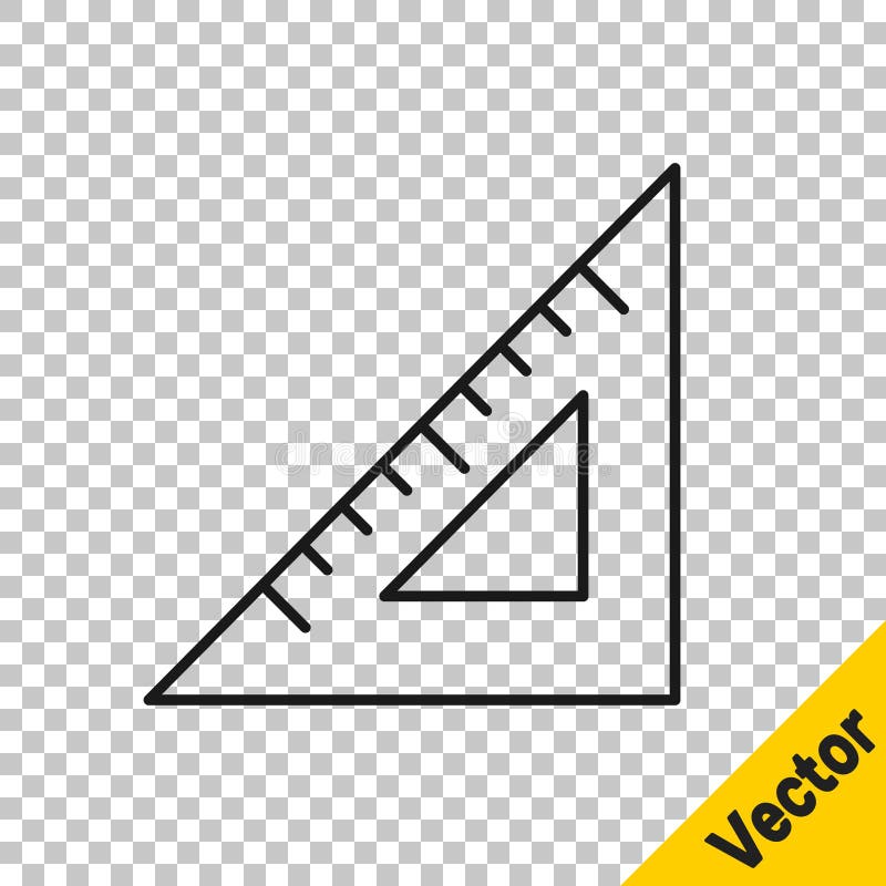 Black Line Triangular Ruler Icon Isolated on Transparent Background ...