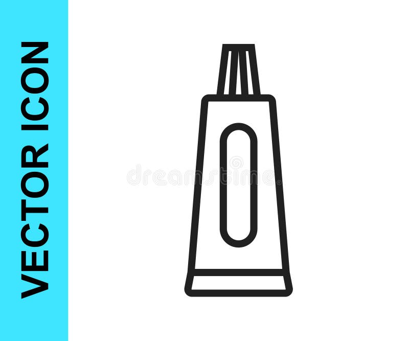 Black Line Tube of Toothpaste Icon Isolated on White Background. Vector ...