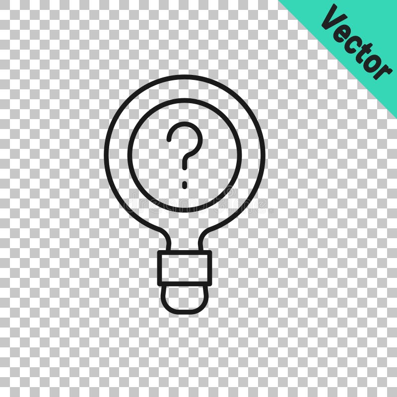 Black Line Unknown Search Icon Isolated on Transparent Background ...