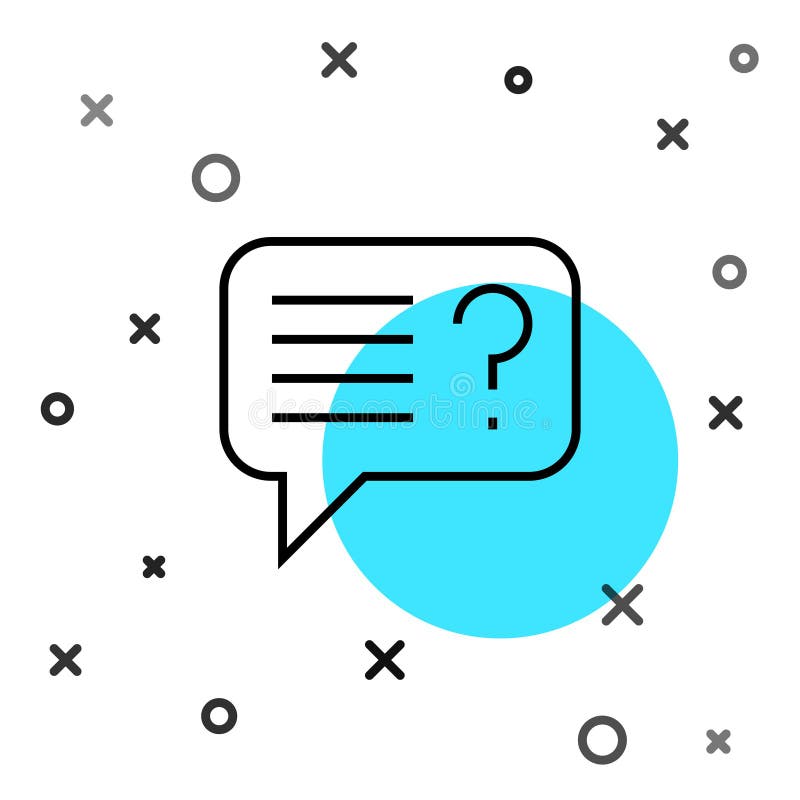 Black Line Unknown Search Icon Isolated on White Background. Magnifying ...