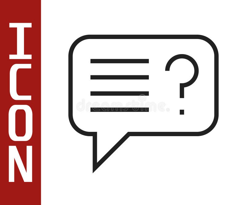 Black Line Unknown Search Icon Isolated on White Background. Magnifying ...