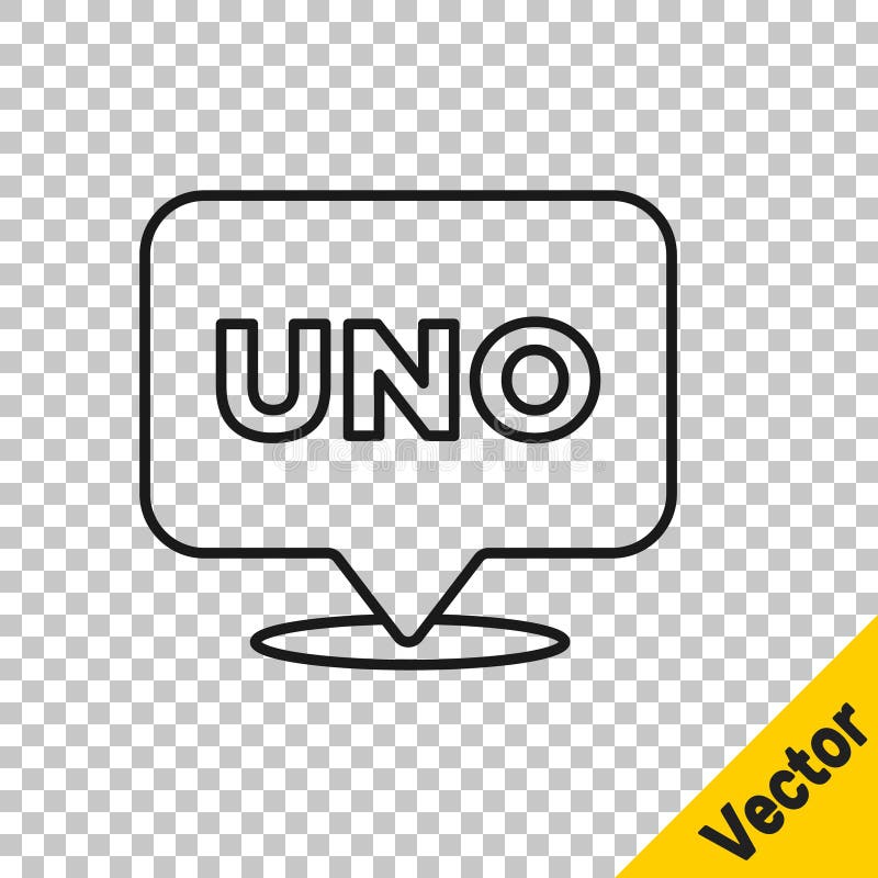 Black Line Uno Card Game Icon Isolated on Transparent Background ...