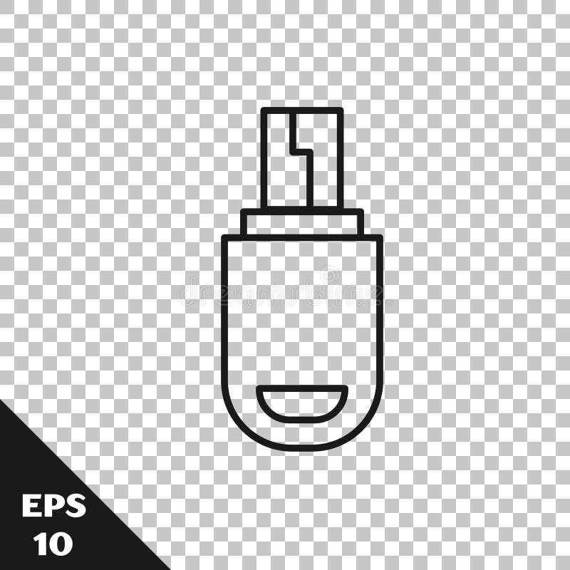 Black Line USB Flash Drive Icon Isolated on Transparent Background ...