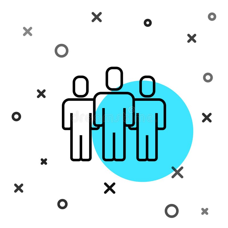 Black Line Users Group Icon Isolated on White Background. Group of ...