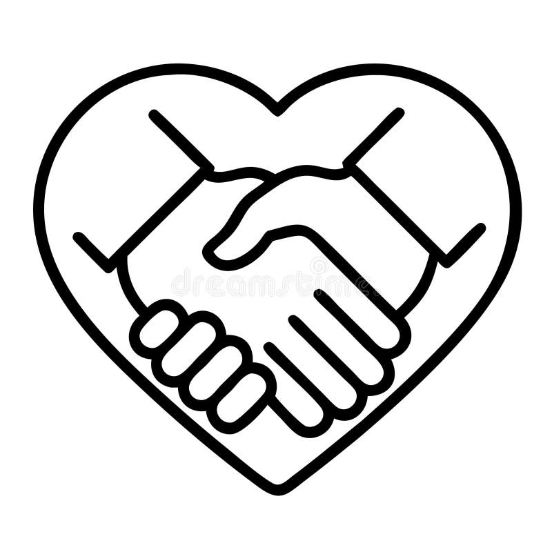 Handshake in Heart Icon - Unity and Compassion Line Vector Design Stock ...