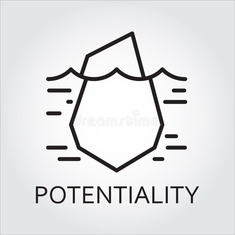 Black Line Vector Icon Hidden Potential and Opportunity As Iceberg ...