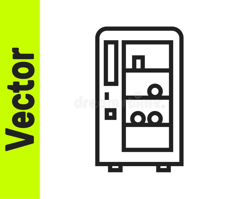 Black Line Vending Machine of Food and Beverage Automatic Selling Icon ...