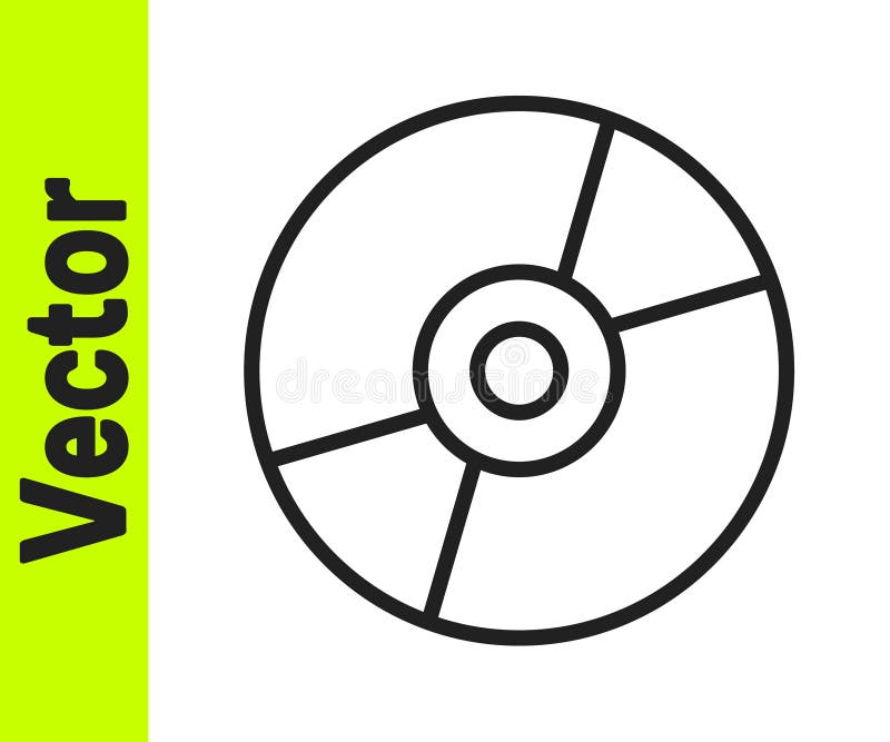 Black Line Vinyl Disk Icon Isolated on White Background. Vector Stock ...