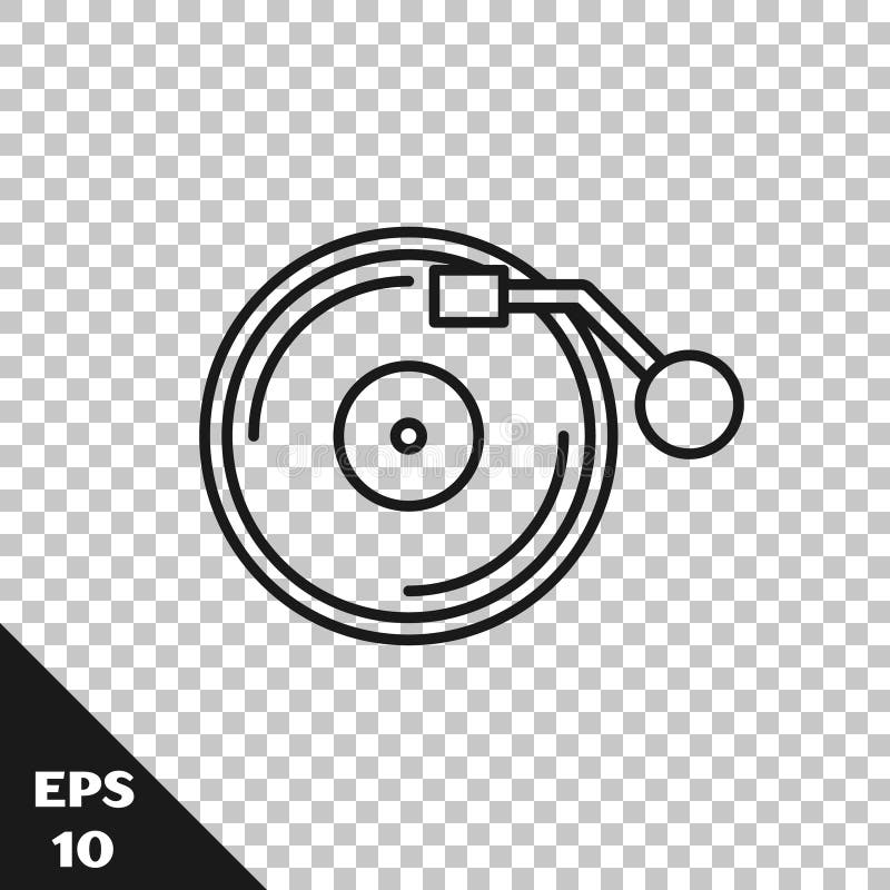Black Line Vinyl Player with a Vinyl Disk Icon Isolated on Transparent ...