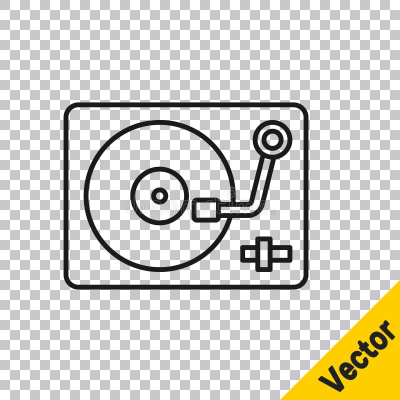 Black Line Vinyl Player with a Vinyl Disk Icon Isolated on Transparent ...