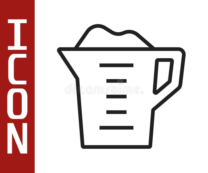 Black Line Washing Powder in a Measuring Cup Icon Isolated on White ...