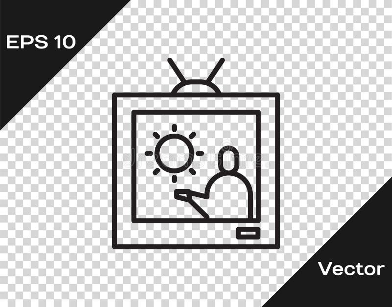 Black Line Weather Forecast Icon Isolated on Transparent Background ...