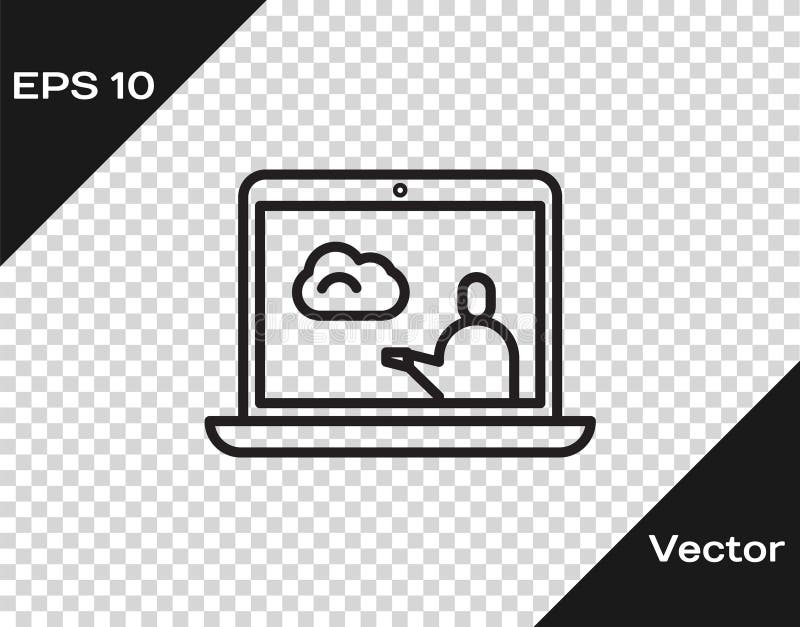 Black Line Weather Forecast Icon Isolated on Transparent Background ...