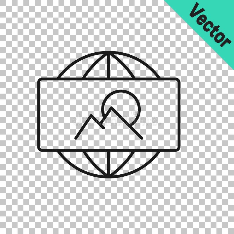 Black Line Wide Angle Picture Icon Isolated on Transparent Background ...