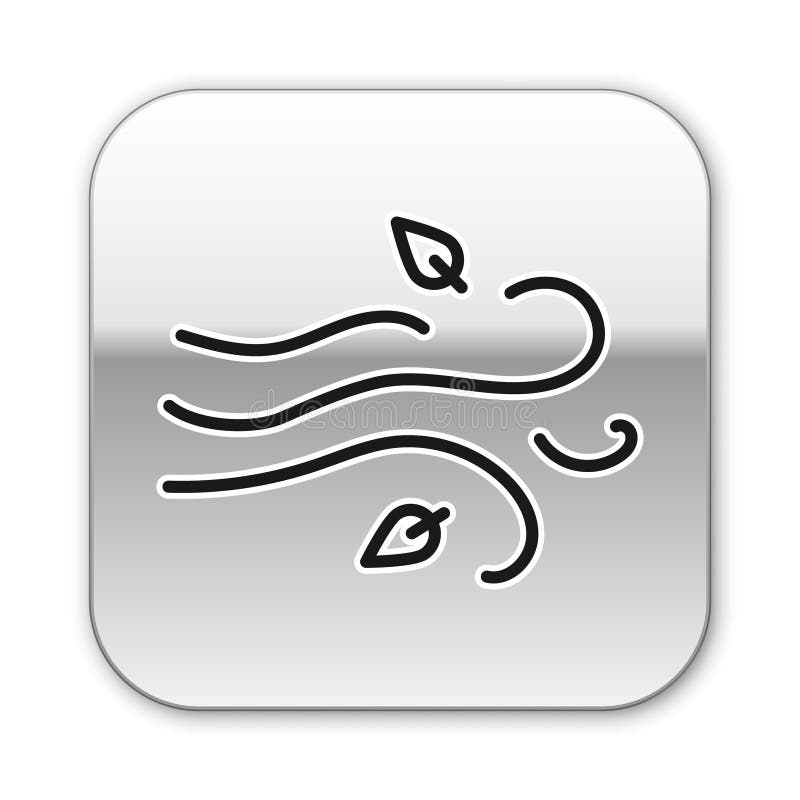 Black Line Wind Icon Isolated On White Background. Windy Weather ...