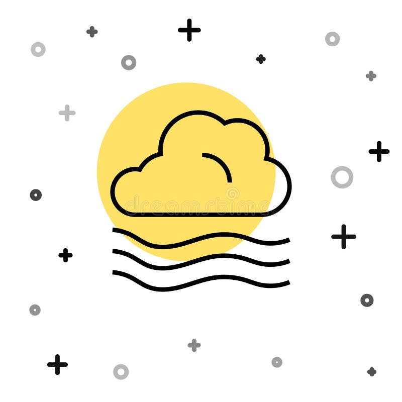 Black Line Windy Weather Icon Isolated on White Background. Cloud and ...