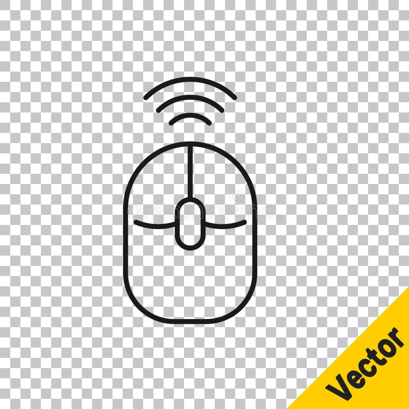 Black Line Wireless Computer Mouse Icon Isolated on Transparent ...