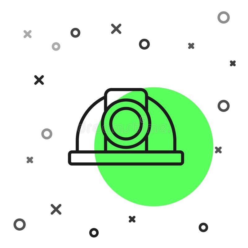 Black Line Worker Safety Helmet Icon Isolated on White Background ...