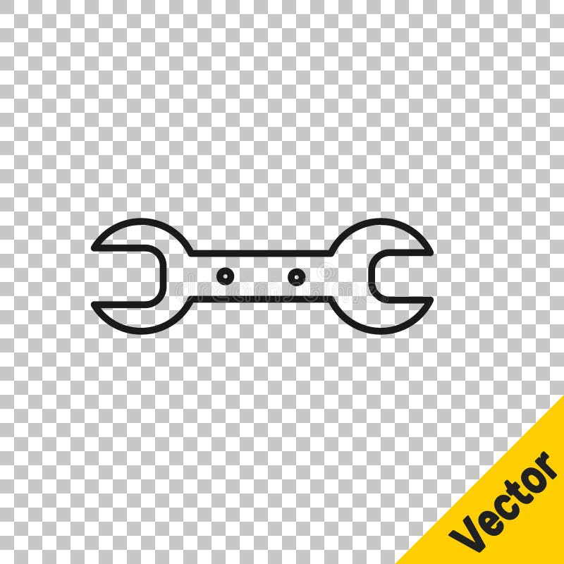 Black Wrench Spanner Icon Isolated on Transparent Background. Vector ...