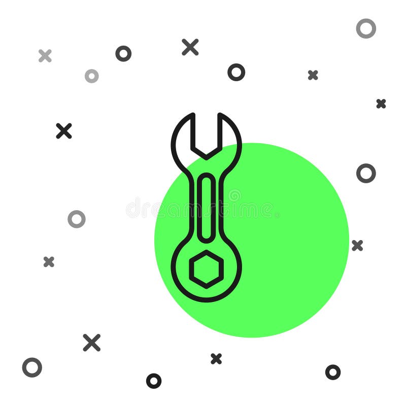 Black Line Wrench Spanner Icon Isolated on White Background. Vector ... Black Line Wrench Spanner Icon Isolated on White Background. Vector ...