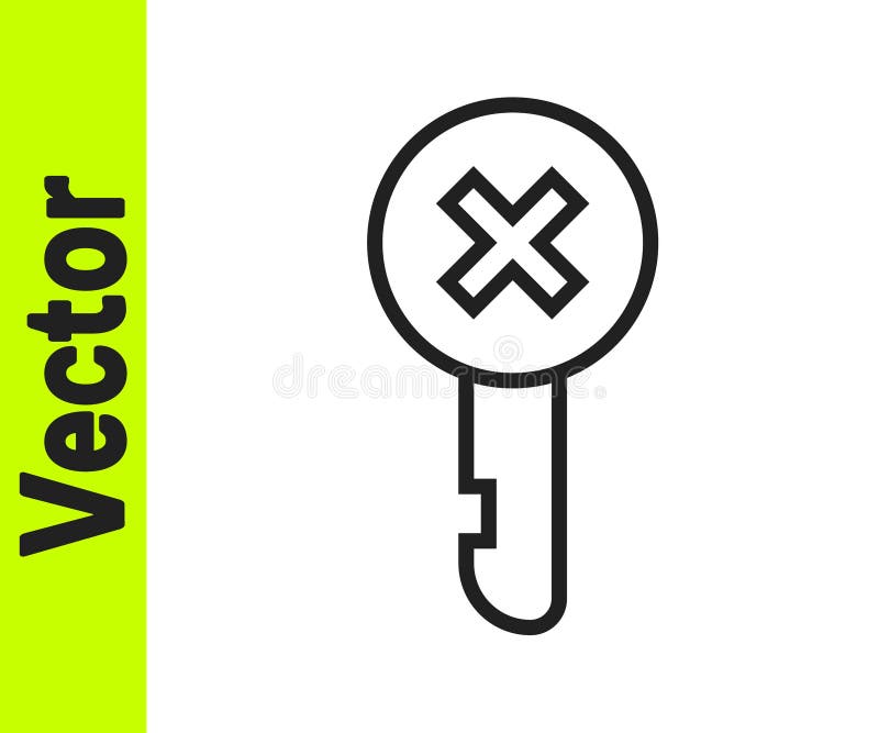 Black Line Wrong Key Icon Isolated on White Background. Vector ...