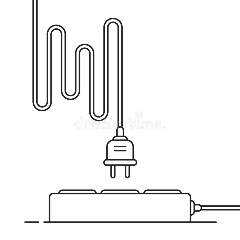 Black Linear Electrical Plug Connects To Line Filter Stock Vector ...