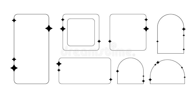 Black Linear Frames. Set of Geometric Frames with Stars To Create ...