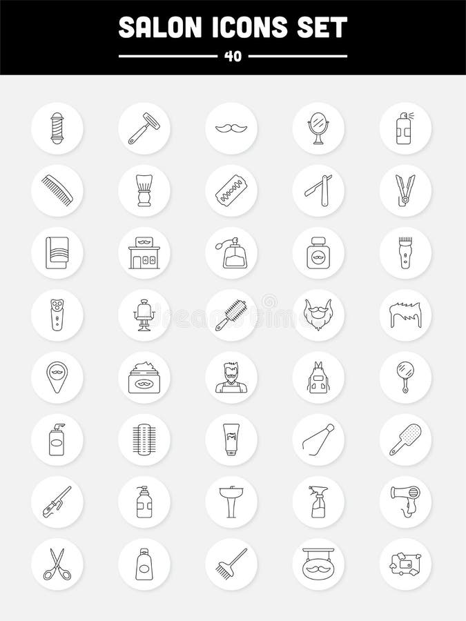 Black Linear Illustration of 40 Salon Icon Set Stock Illustration ...