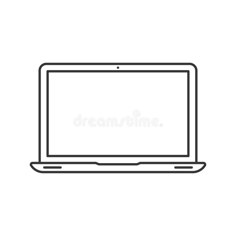 Black Linear Laptop Icon. Outline Laptop Icon Stock Illustration ...