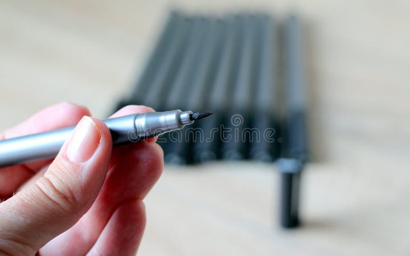 Black Liner for Drawing with a Brush Core. Stock Photo - Image of brush ...