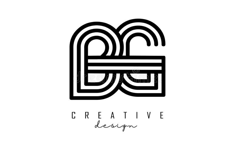 Black Lines BG B G Letters with Monogram Logo Design Stock Vector ...
