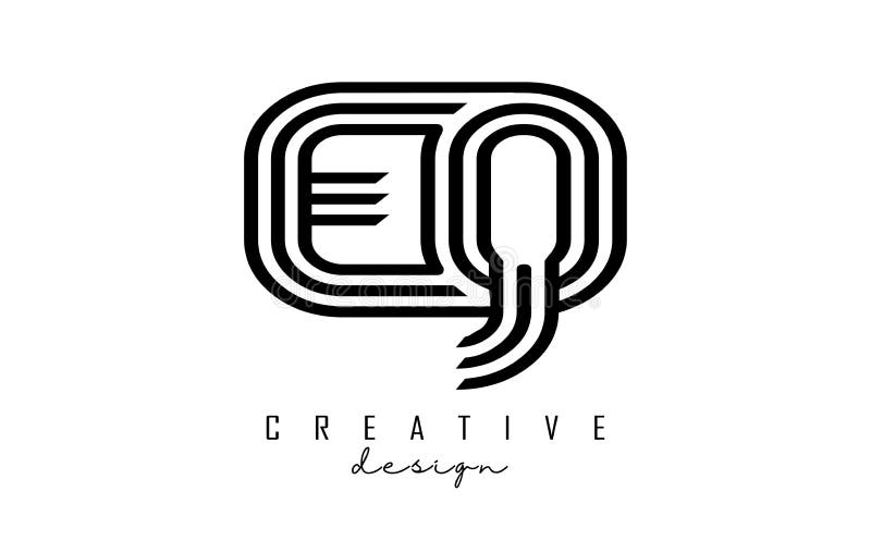 Black Lines EQ E Q Letters with Monogram Logo Design Stock Vector ...