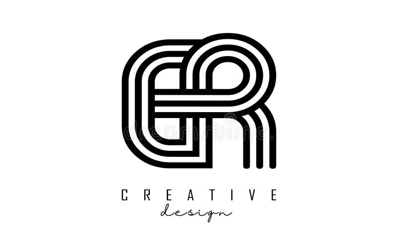 Black Lines ER E R Letters with Monogram Logo Design Stock Vector ...