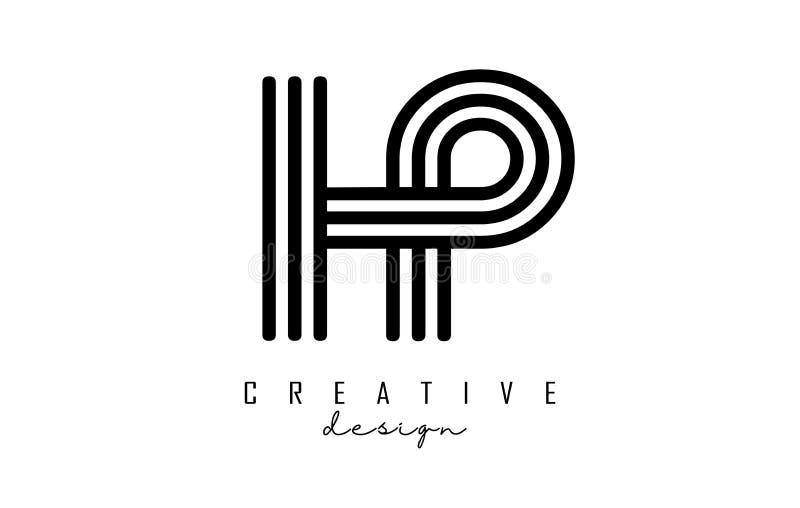 Black Lines HP H P Letters with Monogram Logo Design Stock Vector ...