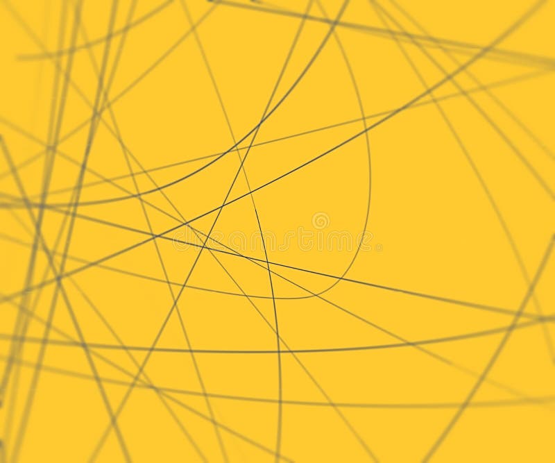 Random Chaotic Lines Pattern on Yellow Background. Stock Illustration ...