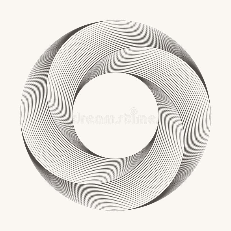 Black Lines in Twisted Circle Abstract Background. Dynamic Transition ...