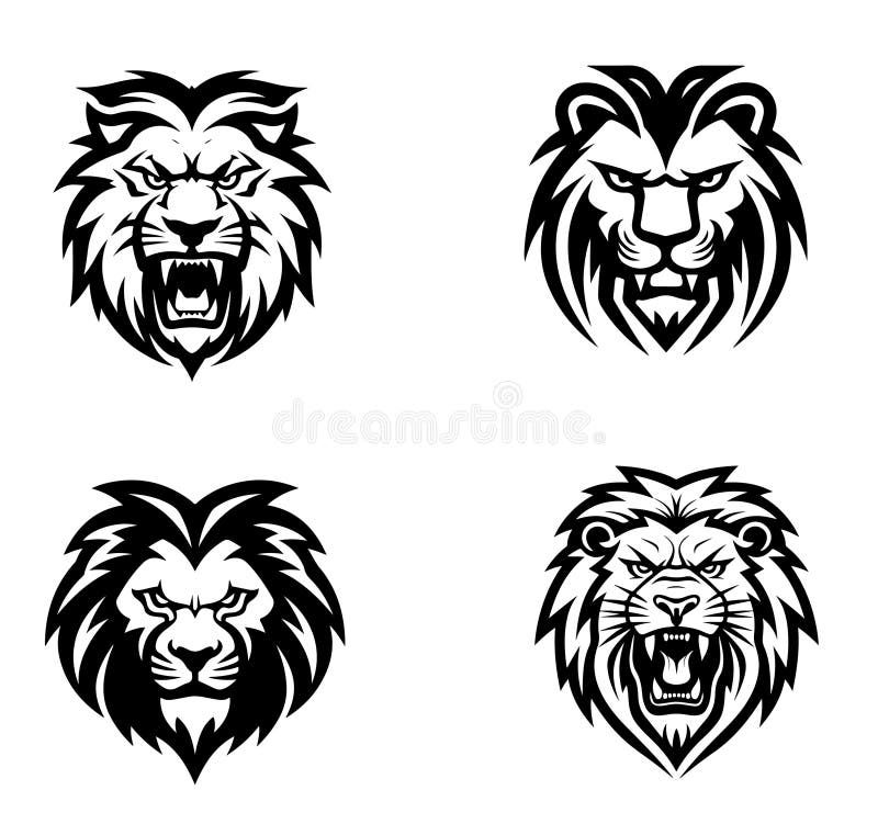Black lion head set stock vector. Illustration of graphic - 310885638