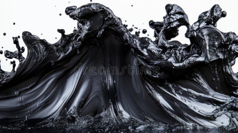 Black Liquid Abstract Art Splashes and Waves Stock Illustration ...